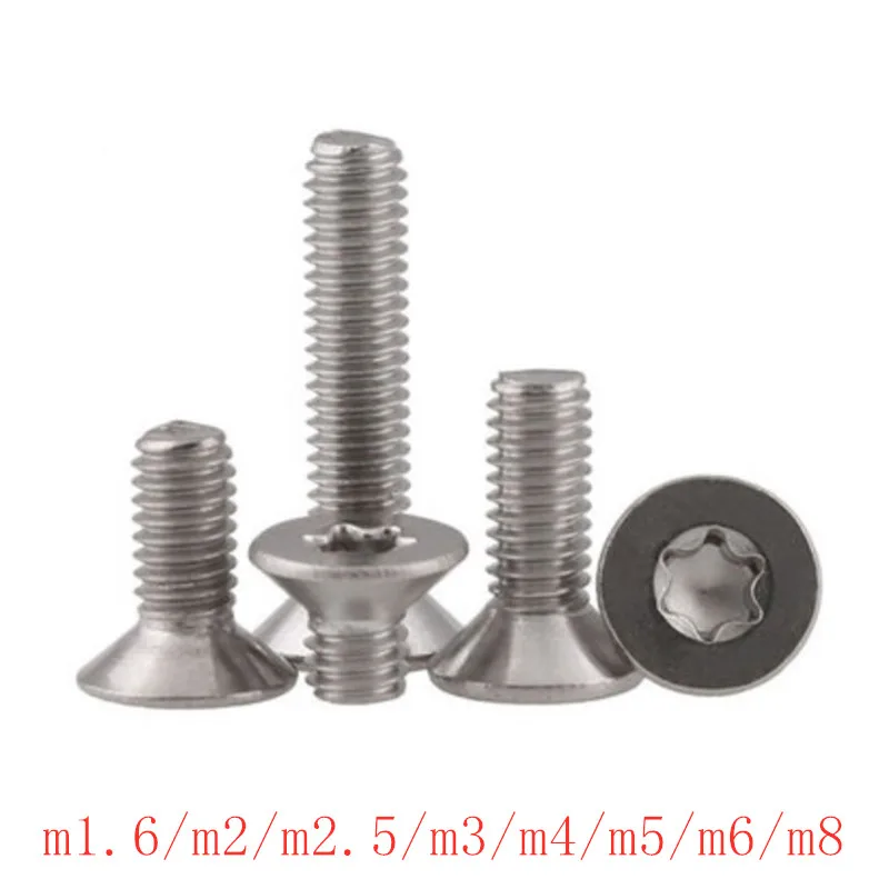 5 50pcs Torx Flat head screw SUS304 M2 M2.5 M3 M4 M5 M6 M8 six lobe 304 stainless steel torx ...