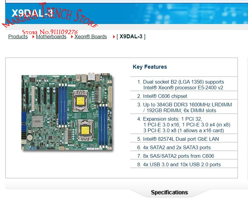 【スーパーセール】 Supermicro X9DAL-I-B LGA1356 /Intel C602/ DDR3/ SATA3＆USB3.0/ A＆2GbE/ Server ...