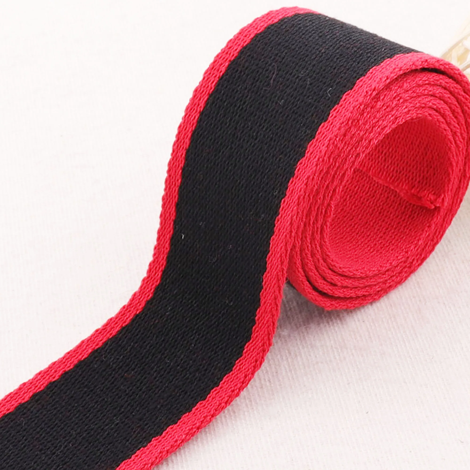 38mm/50mm Black Red Striped Webbing Red Edge Back Cotton Heavy Weight ...