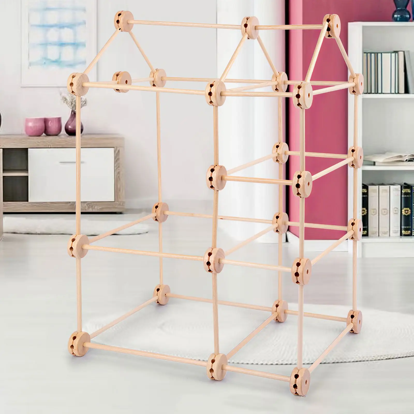 80pcs Wooden Intellectual Building Blocks Kids Construction Blocks Set ...