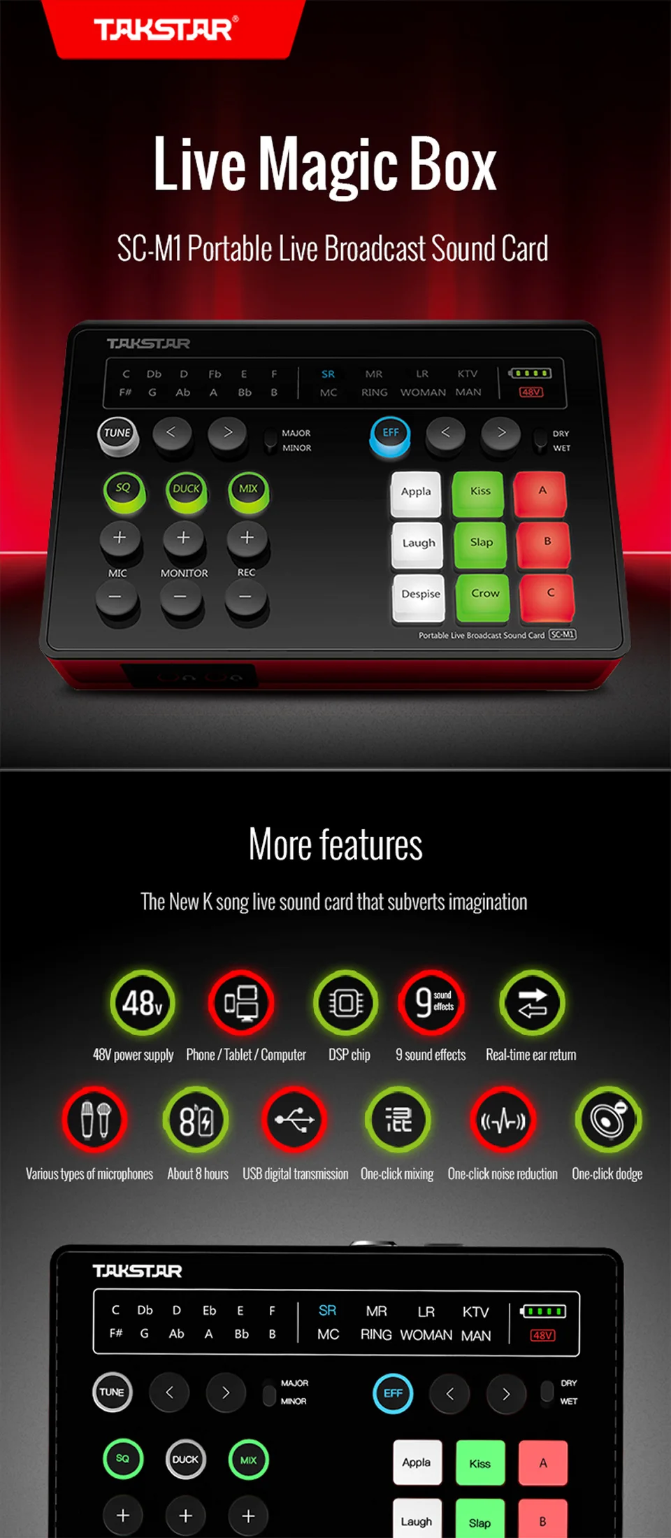 Takstar Sc-m1 Mini Portable Recording Sound Card Usb 2.0 Headset Mic ...