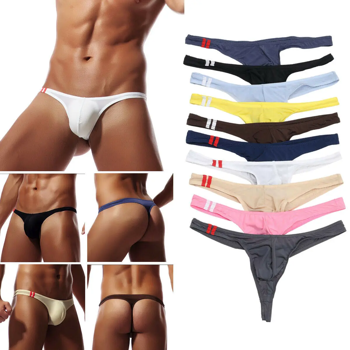 Tanga Sexy Gay Para Hombre Ropa Interior Suspensorio Parte Trasera En T