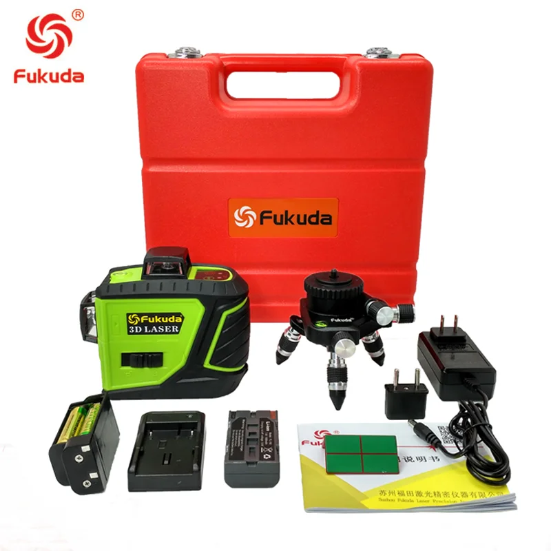 Fukuda 12 lines MW 93T lithium battery green laser level 360 Vertical ...