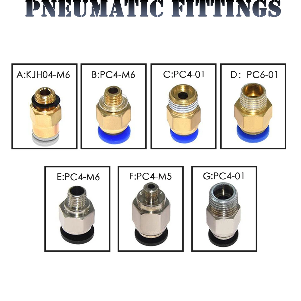 3D Printer Parts Pneumatic Fittings PC4 M6 many type For 4mm PTFE Tube ...