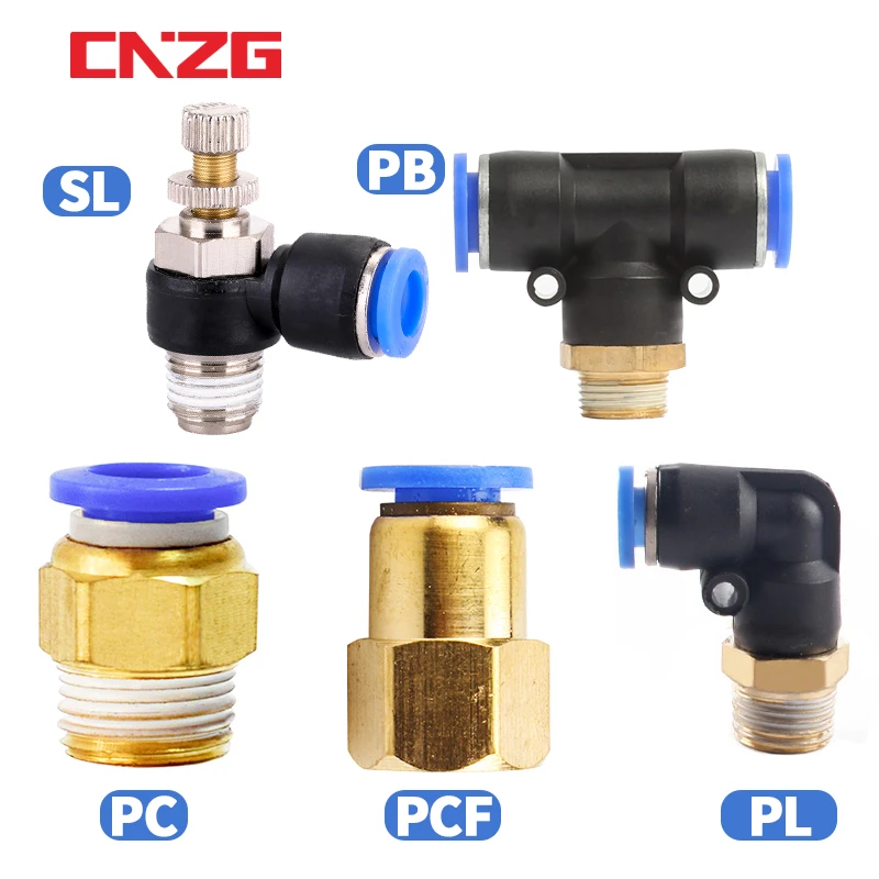 Pneumatic Air Connector Fitting Pc Pcf/pl/plf 4mm 6mm 8mm Thread 1/8 1/ ...