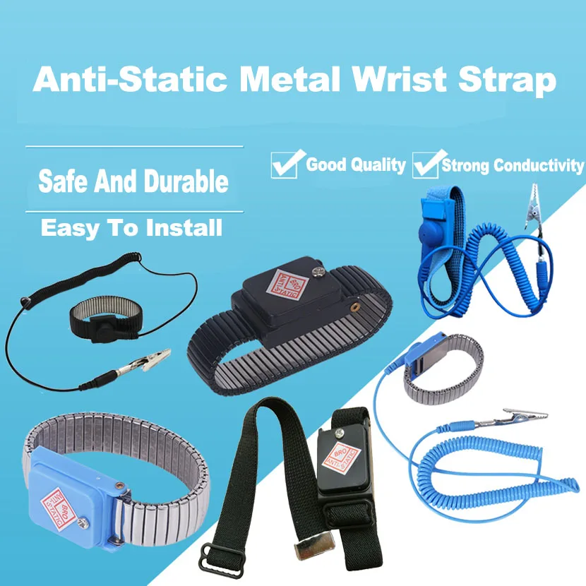 Black-Metal-Anti-Static-Wrist-Band-Strap-Wireless-Adjustable-ESD ...
