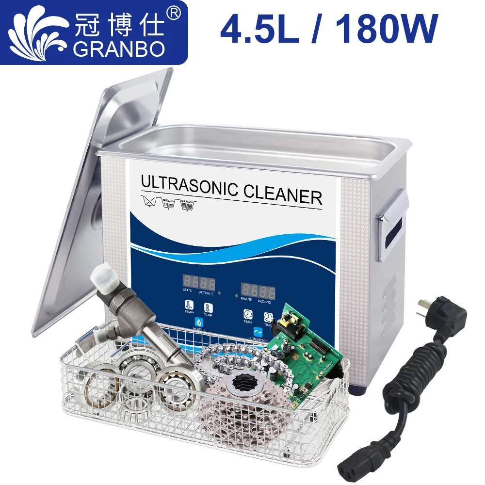 디지털 초음파 클리너 45l 180w 자동차 부품 인젝터 노즐 체인 Pcb 자전거 베어링 기어 탈지 와셔 솔루션 기어 클리너