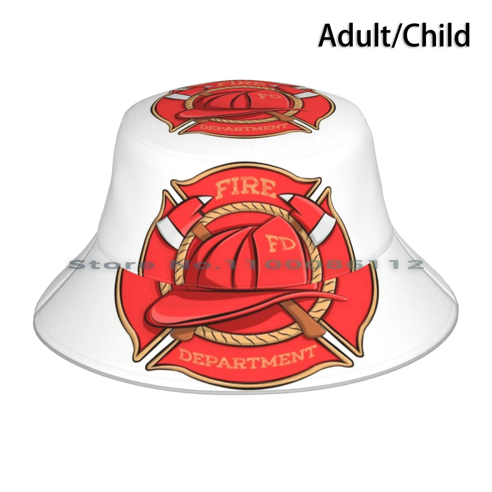 Cartoon-Firefighter-s-Badge-Bucket-Hat-Sun-Cap-Firefighter-Fireman ...