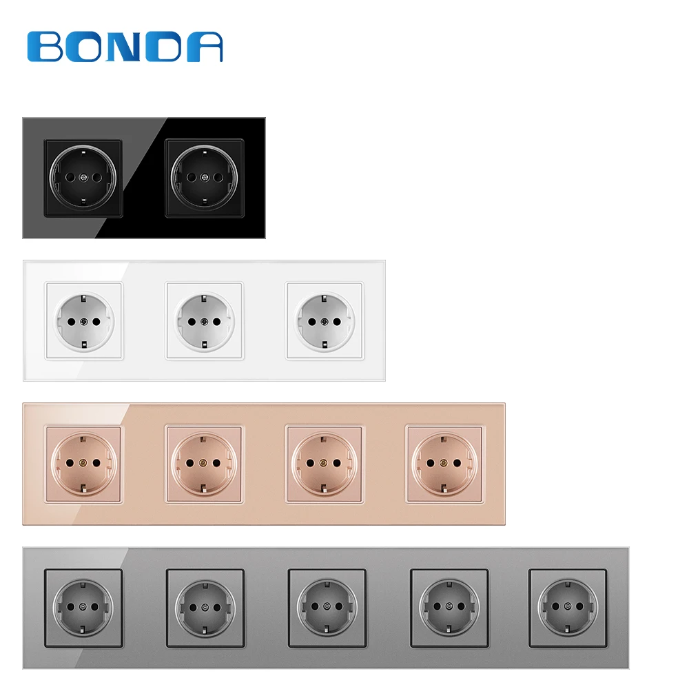 Multi-connection-EU-German-Standard-Wall-Socket-16A-USB-Tempered-Glass ...