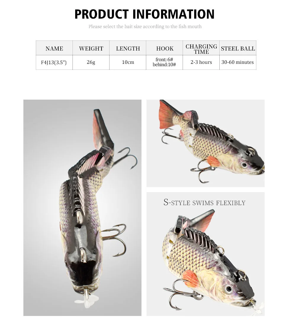 10cm New Small Robotic Swimming Lures Fishing Auto Electric Lure Bait ...