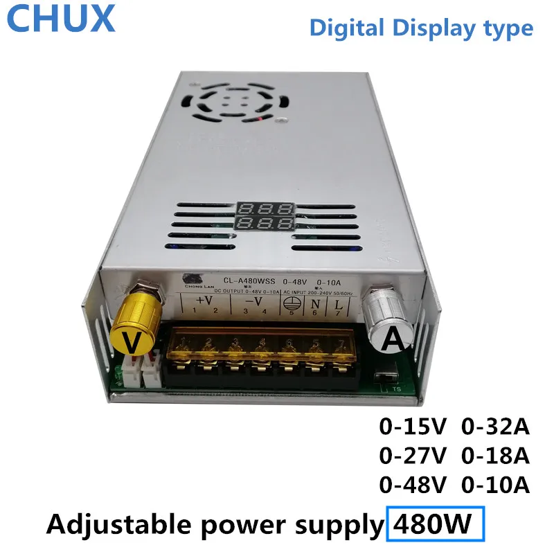 Adjustable Switching Power Supply 480W Digital Display Type for LED DC ...