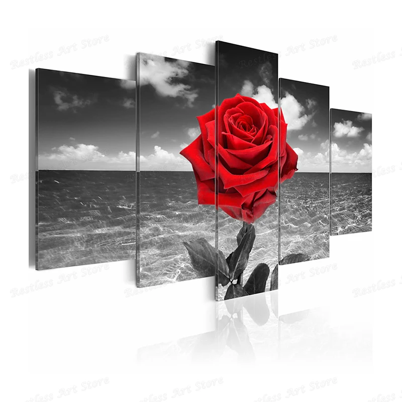 Red Rose Gray Background