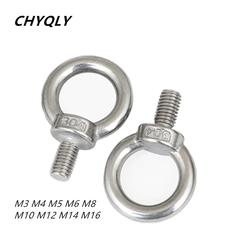 M3 M4 M5 M6 M8 M10 M12 Eye Bolts 304 Stainless Steel Marine Lifting Eye ...