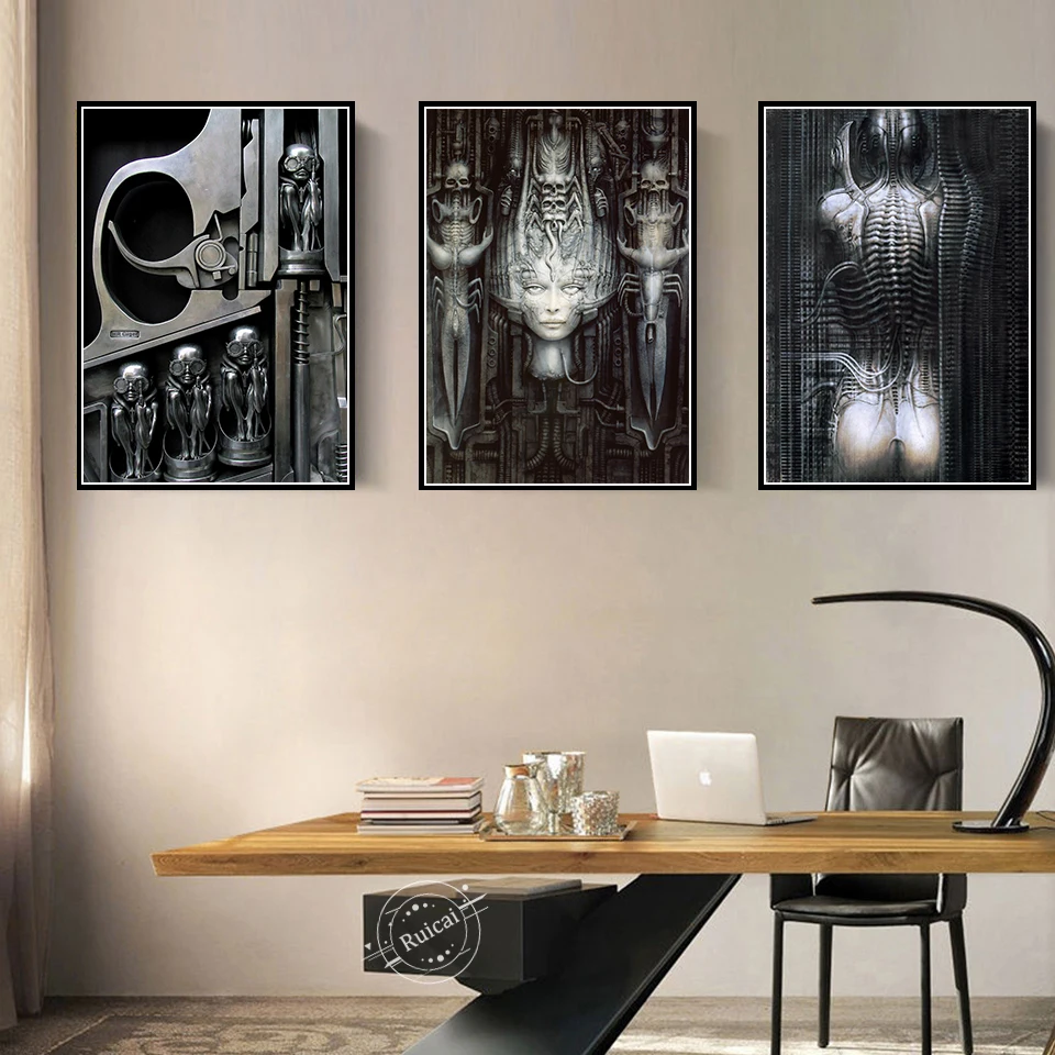 Tableau - Toile,Affiches et imprimés d'horreur Hr Giger Li II,peinture ...