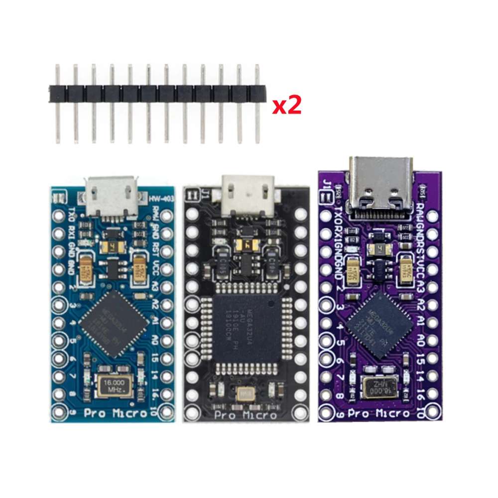 TENSTAR ROBOT Pro Micro With the bootloader Black/Blue ATmega32U4 5V ...