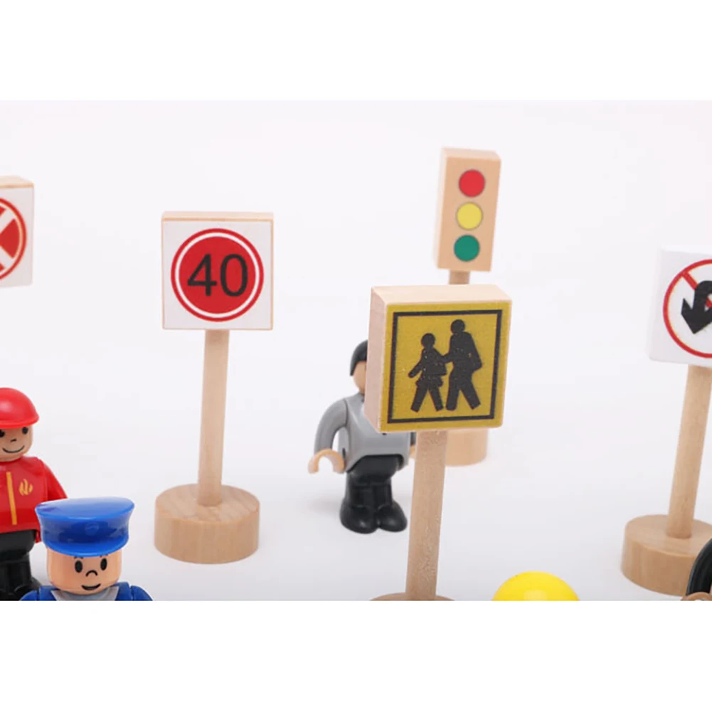 10Pcs Wooden Road Traffic Sign Toys People Blocks Pretend Play Kids ...