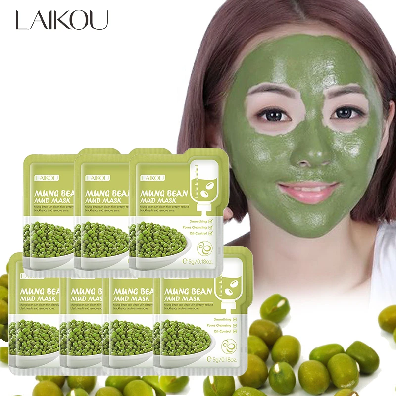 7pcs Mung Bean Face Cleansing Mud Peeling Acne Blackhead Treatment Mask ...