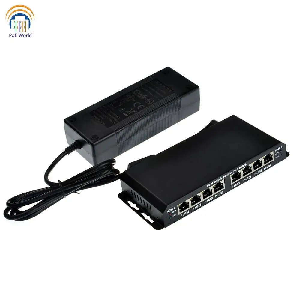 패시브 이더넷 스위치, 12V 56V, 입력 100Mbps 7 + 1 포트 PoE 스위치, IP 카메라 voip용 24V 60W ...