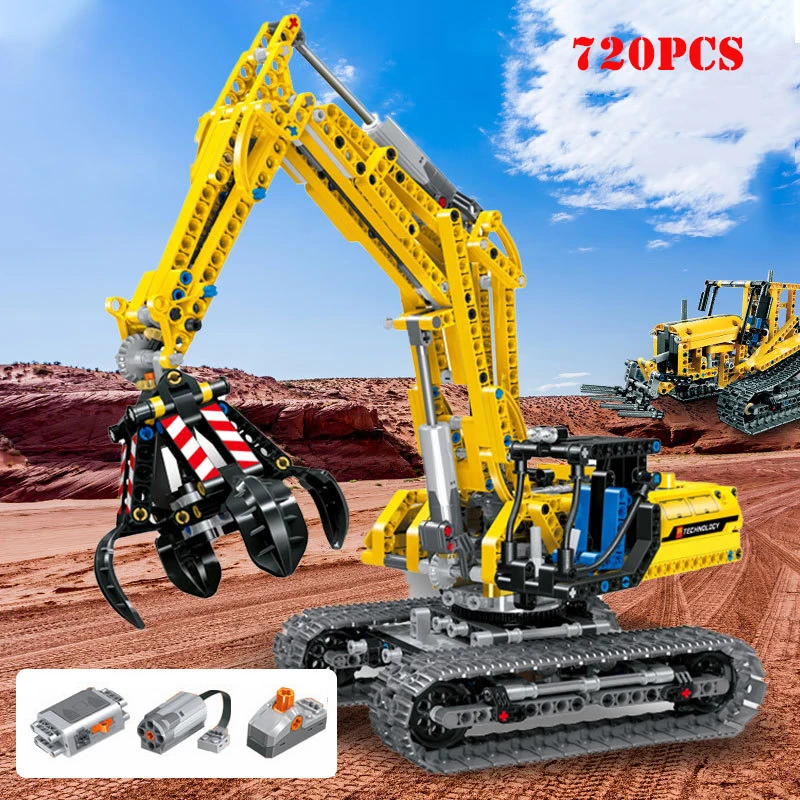 Technical 2 IN 1 City Engineering Excavator Bulldozer Building Blocks ...