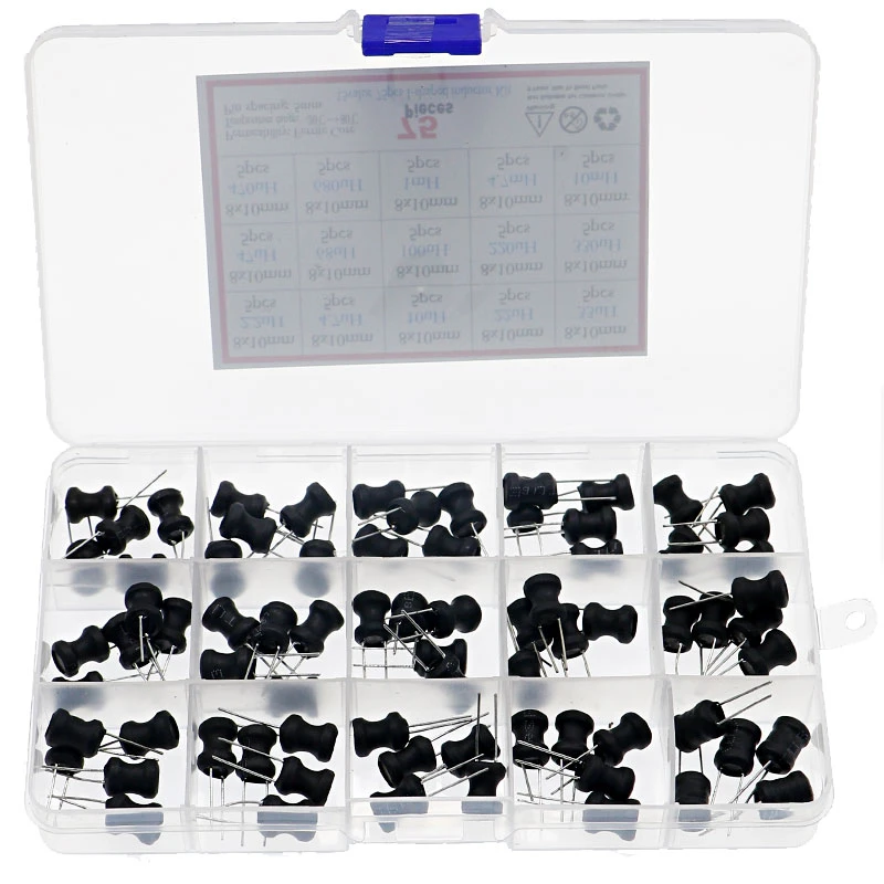 75pcs/box 8 X 10mm Cylindrical Power Inductor Kit 2.2uh 4.7uh 10uh 22uh ...