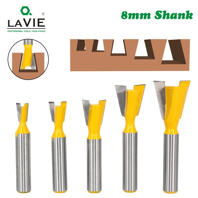 LA-VIE-5pcs-8mm-Shank-Dovetail-Joint-Router-Bits-Set-14-Degree ...