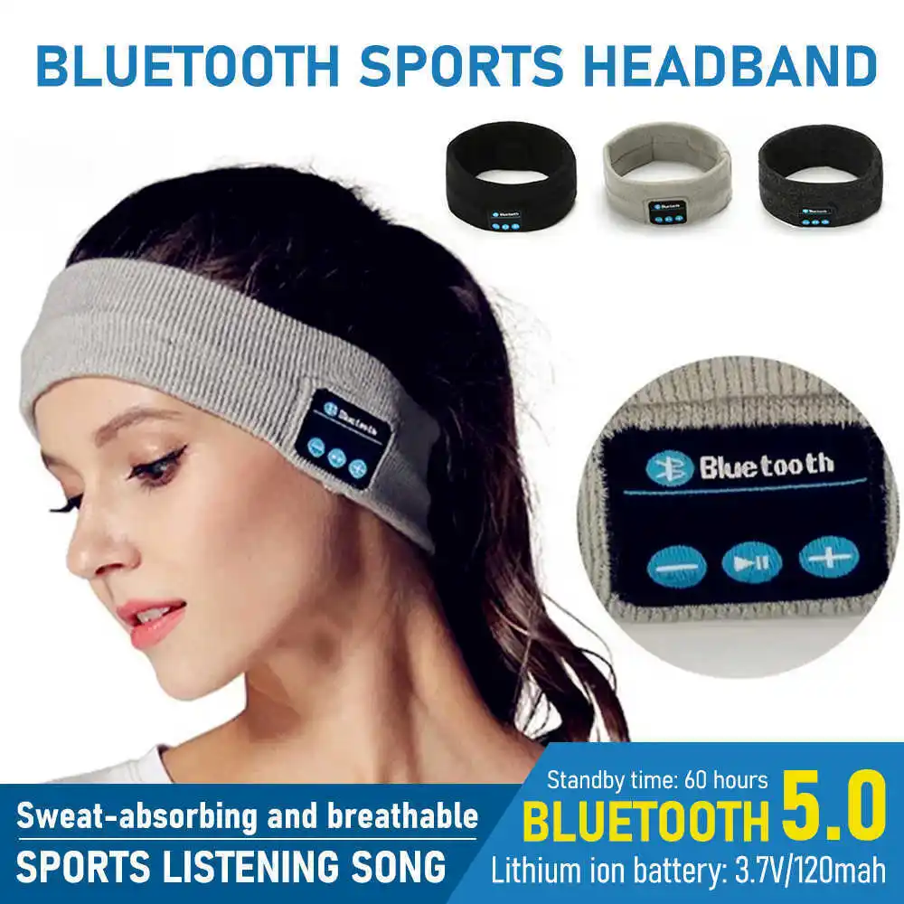 Wireless Bluetooth Earphone Sleeping Running Headband Stereo Earphone ...