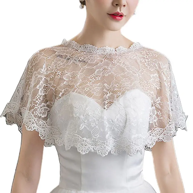 Women Embroidery Floral Lace Cape Wrap Wedding Bridal Perspective ...