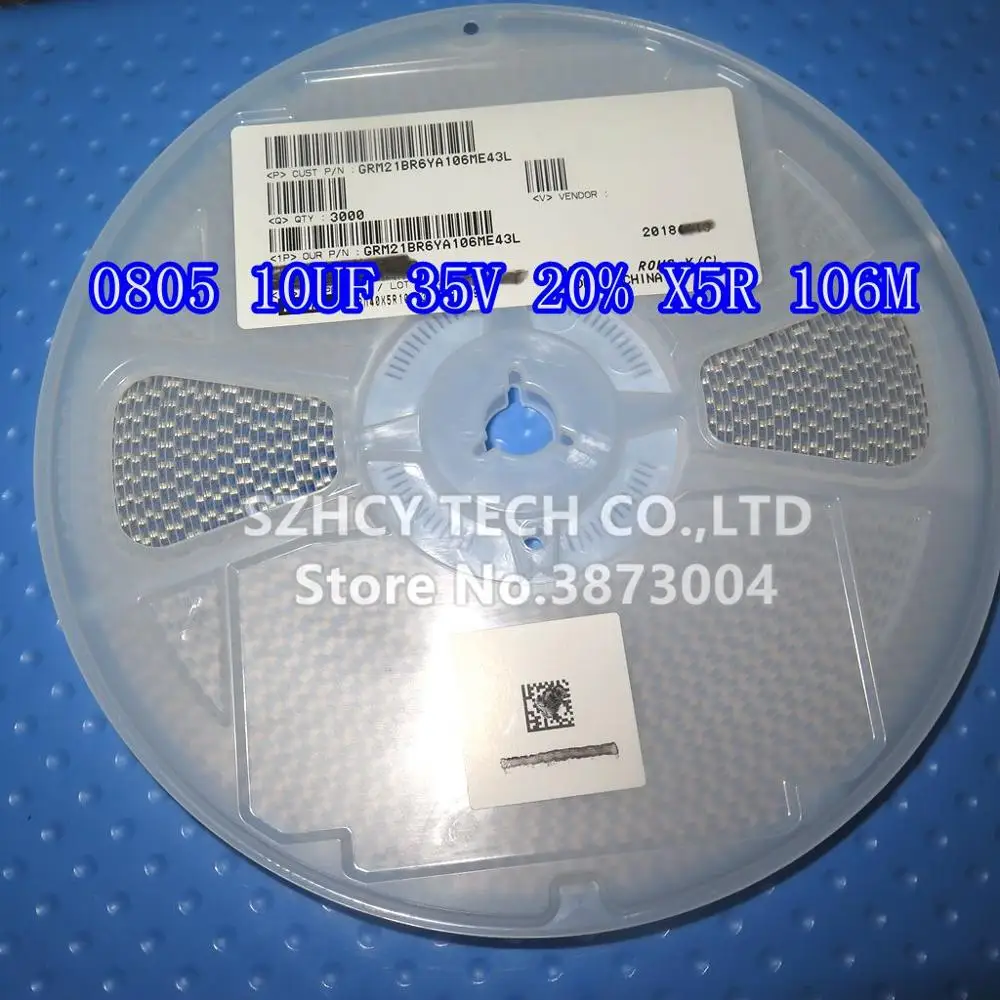 3000 Uds 0805 10UF 35V 20% X5R 0805 de 106M 35V GRM21BR6YA106ME43L ...