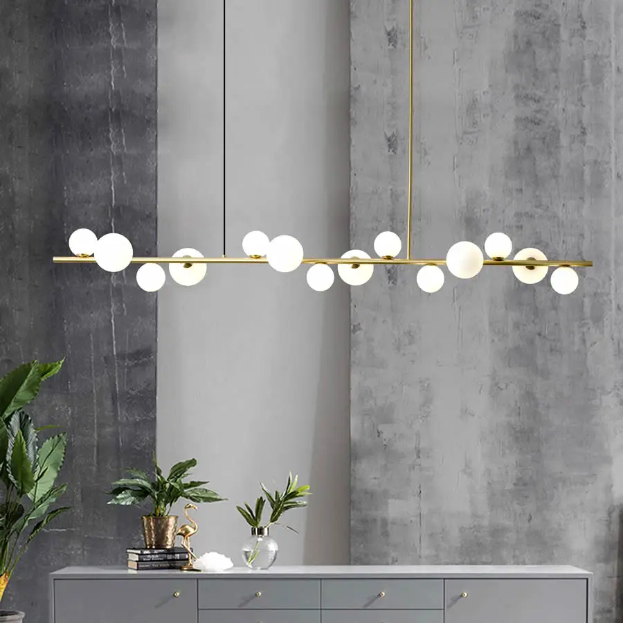 Horizontal Ceiling Hanging Chandelier Lights Kitchen Island Linear Bar ...