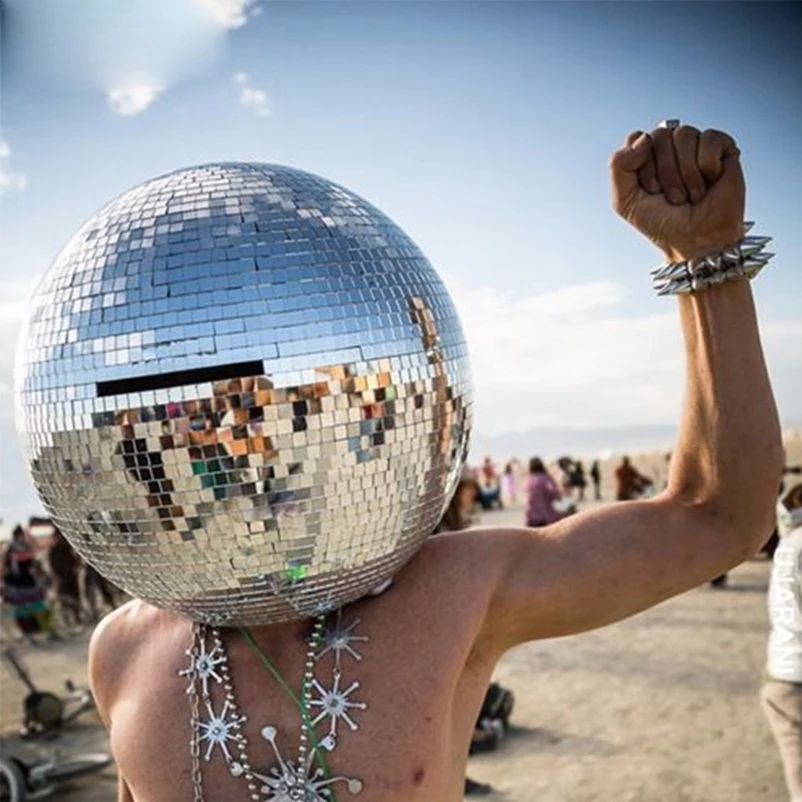 Disco Mirror ball helmet mask mirror costume for DJ nightclub musical ...