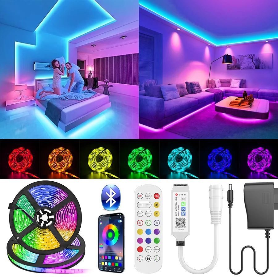 Bluetooth LED Strip Light SMD 5050 RGB led ribbon Flexible Waterproof ...