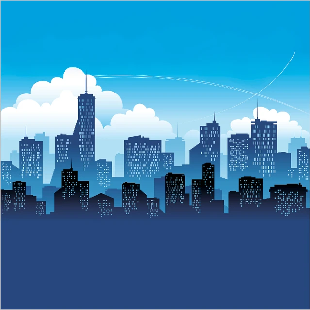 Buildings In Animated Clouds Backgrounds