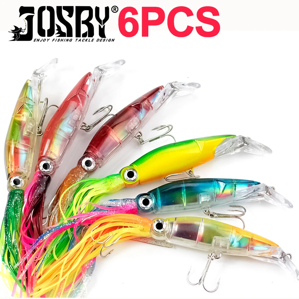 6pcs Fishing Lures Rubber Squid Skirts Octopus Tuna Sailfish Baits Sea ...
