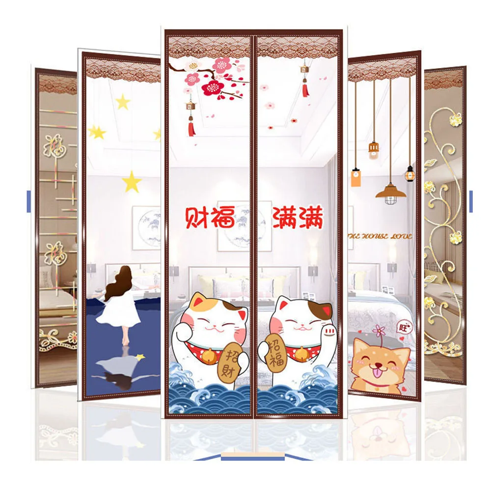 2021 마그네틱 스크린 도어 커튼 모기장 파리 곤충 스크린 메쉬 자동 닫힘 사용자 정의 크기 쉬운 설치 신제품창문