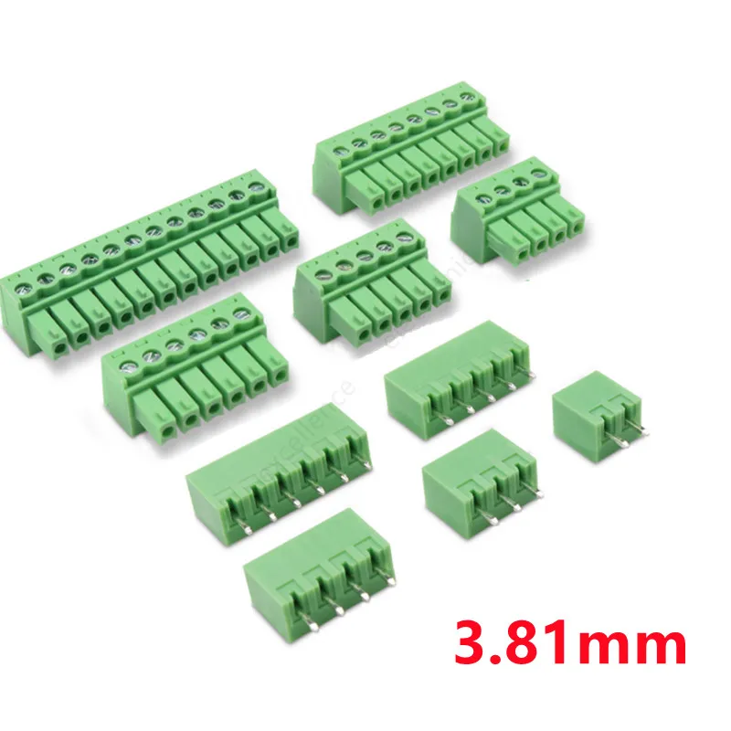 10 Set 3.81 2pin-8pin Straight needle Terminal plug type 300V 8A 3.81mm ...