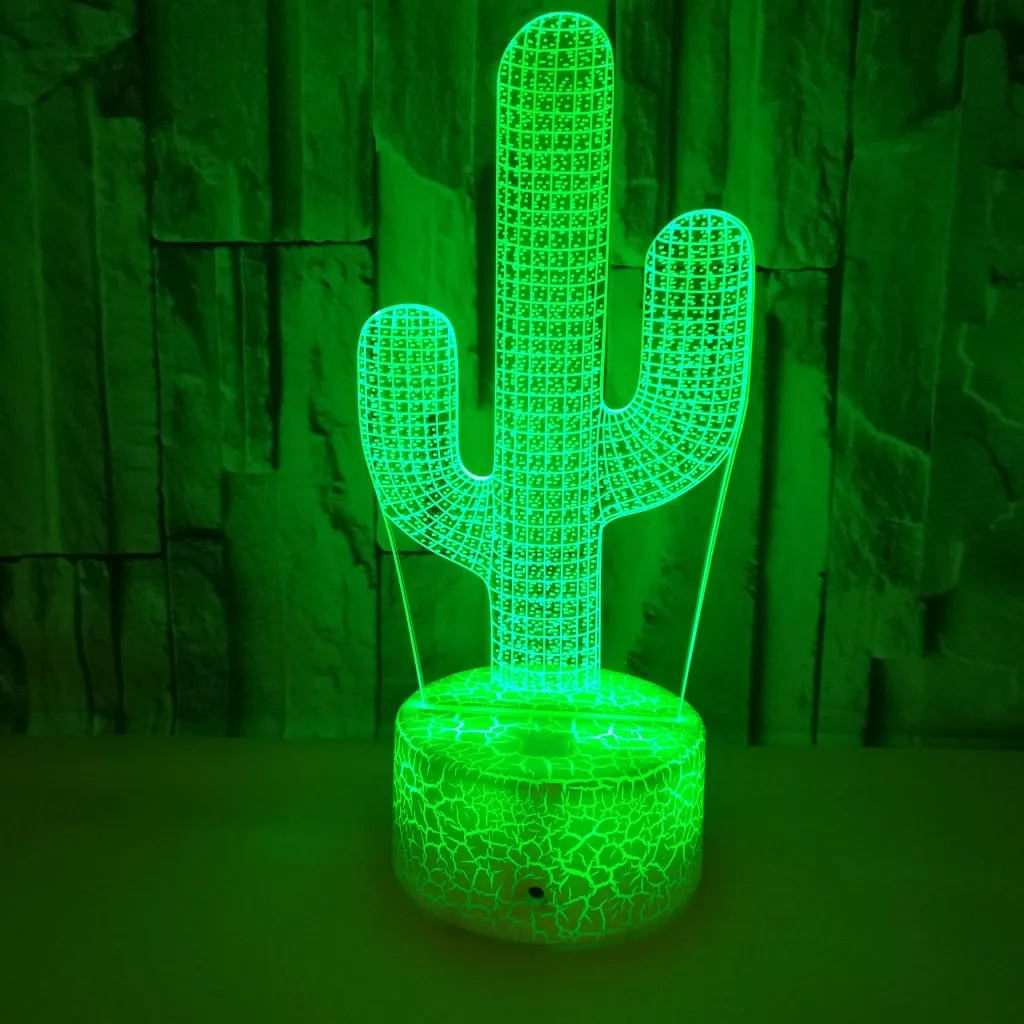 Cactus 3d Lamp Night Light For Baby Bedroom Beside Light Atmosphere ...
