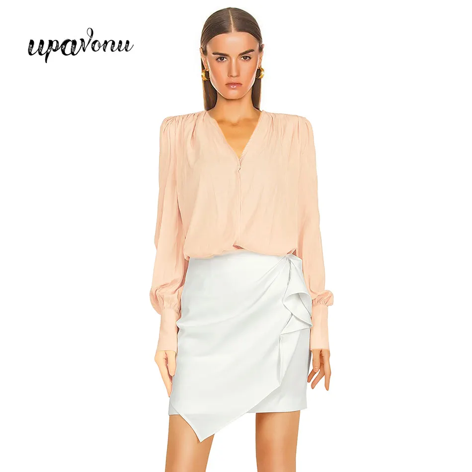 Conjunto de saia sensual com decote em v e duas peças, moda feminina ol ...