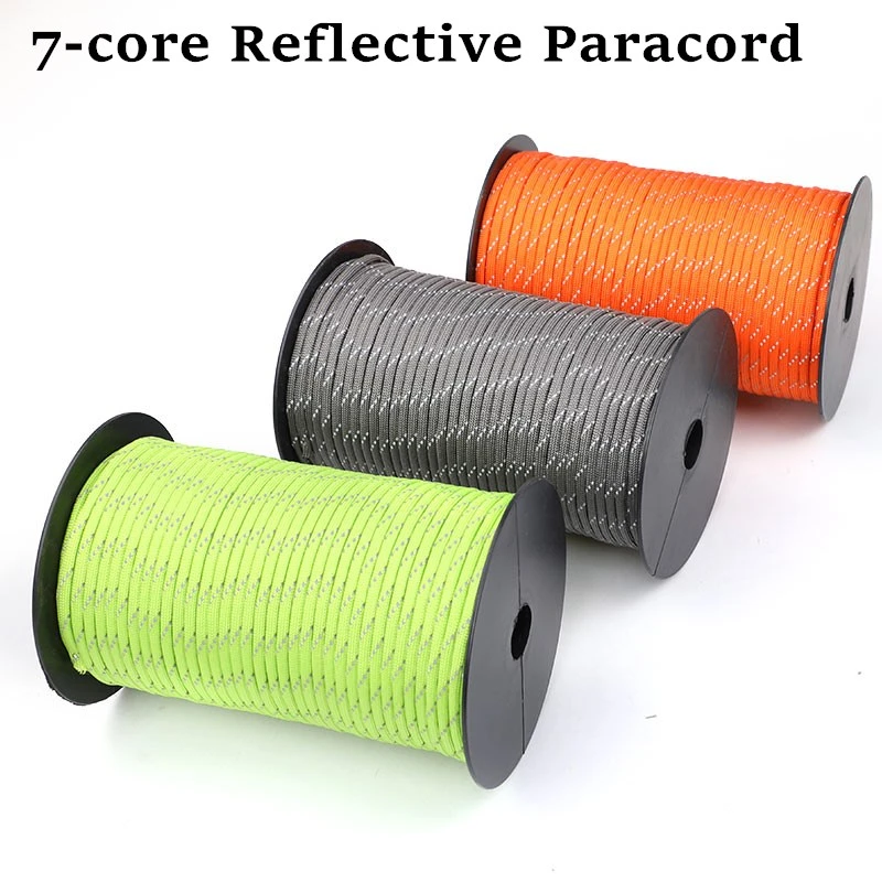 50/100m Multifunctional 7 Core Reflective 550 Paracord Rope 4 Mm ...