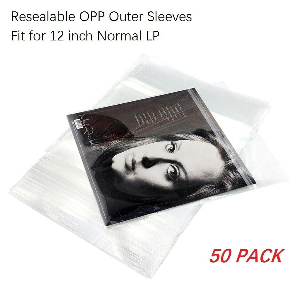 50pcs Resealable 4 Mil Flap Outer Plastic Vinyl Record Outer Sleeves ...