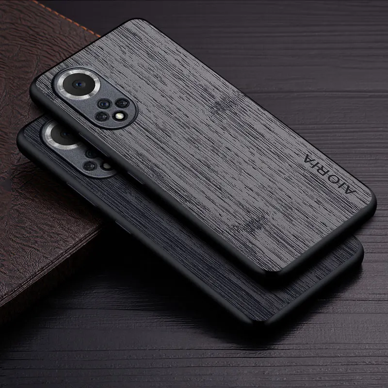 Case for Honor 50 Pro SE funda bamboo wood pattern Leather phone cover ...