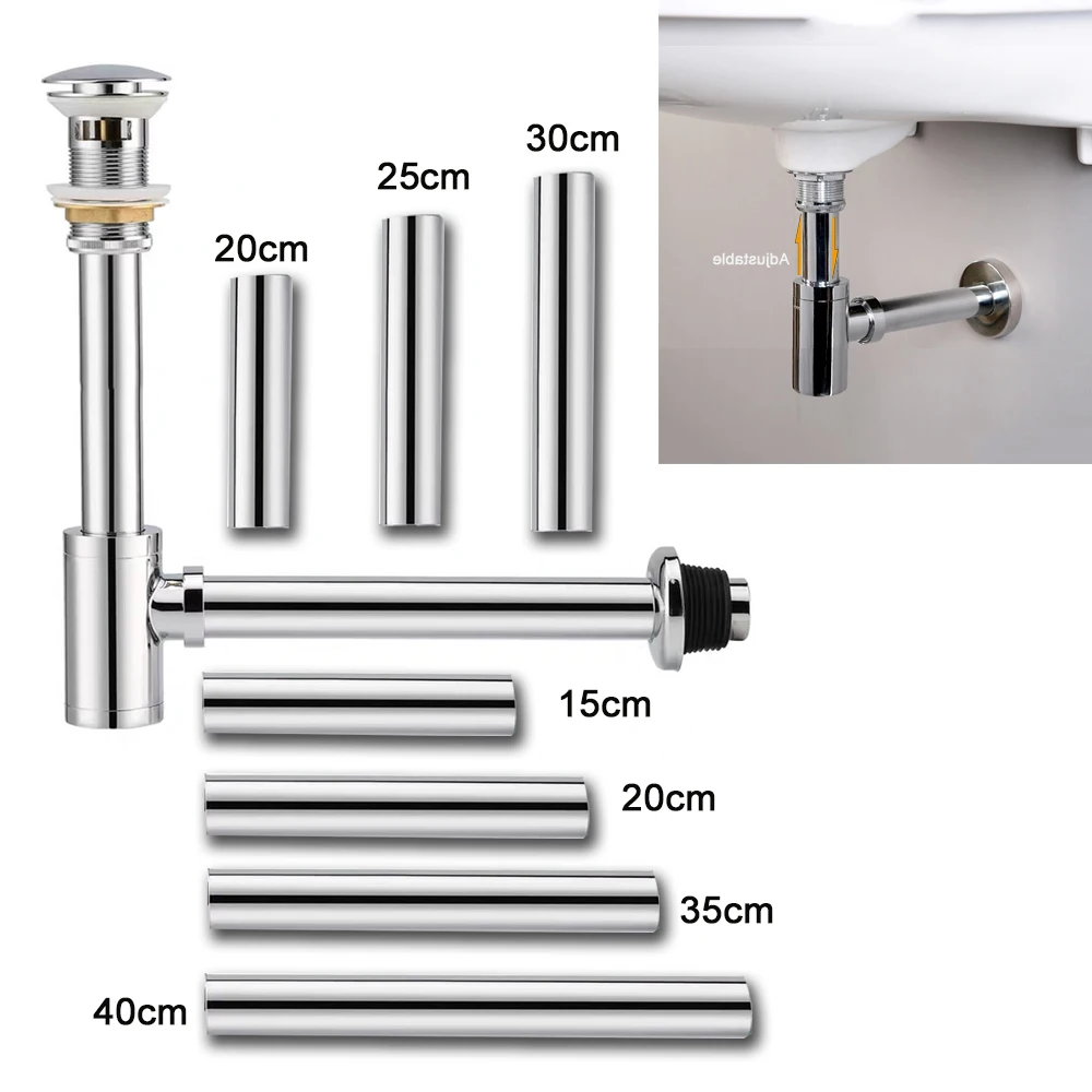 12-Sizes-Customize-Basin-Bottle-Trap-Drain-Set-Hose-Chrome-Bathroom ...