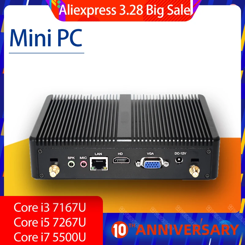 HYSTOU Intel Core i3 Fanless Mini PC 6006U Win10 Quad Core J1900 4K HD ...