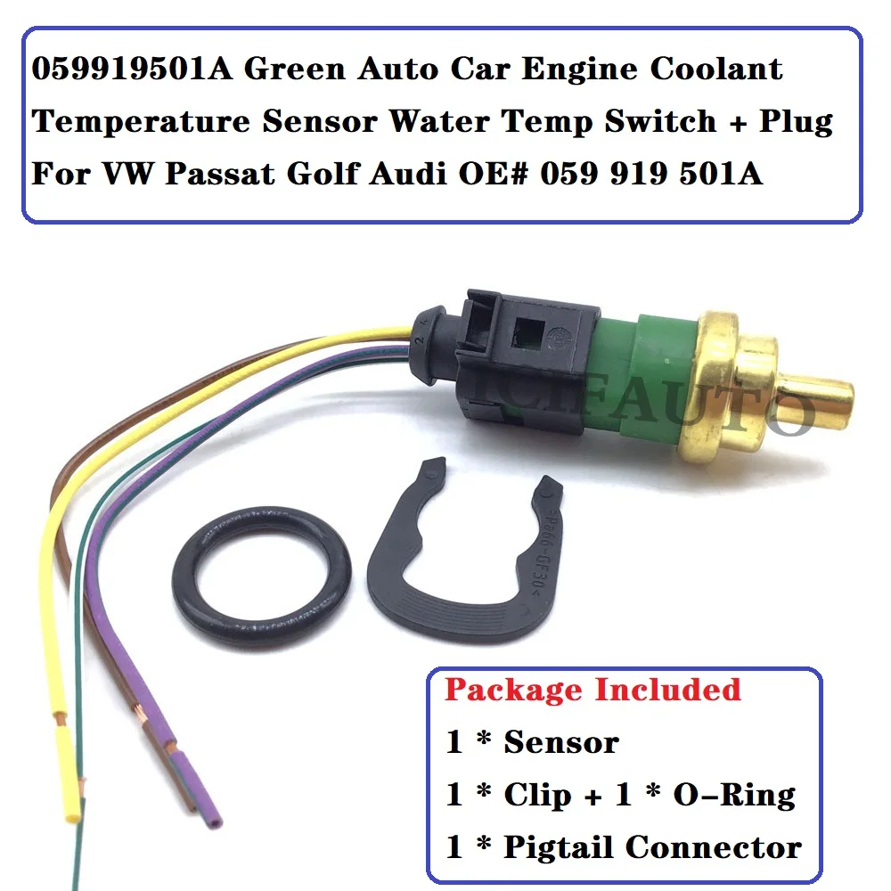 059919501a緑色の自動車エンジンラクター温度センサー水温スイッチvw Passat Golf audi oe #059 919 ...
