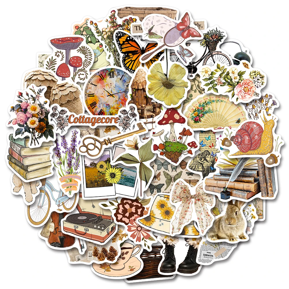 50 PCS Cottagecore Aesthetics Stickers For Skateboard Water Bottle ...