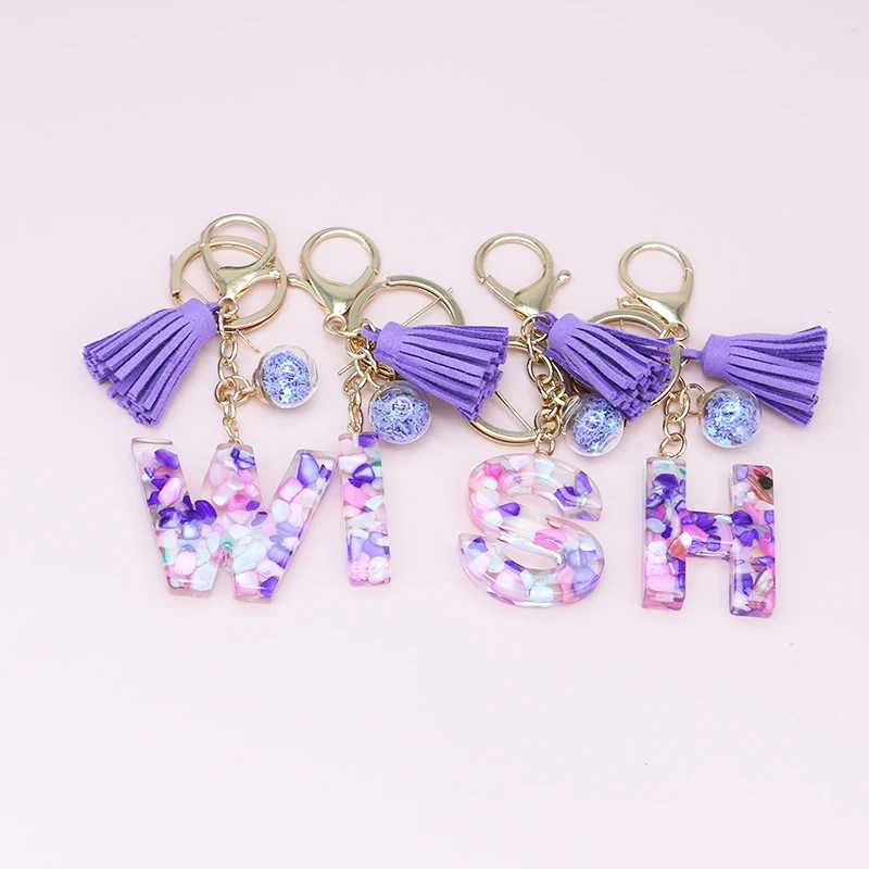 A Z Initial Keychains Keyrings For Women Men Acrylic Letter Glitter ...
