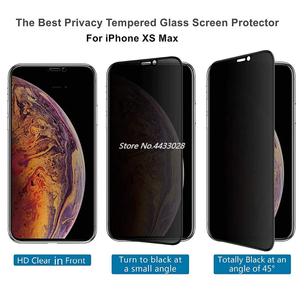 9H Full Cover Privacy Anti Glare For Apple iPhone XS MAX Tempered Glass ...