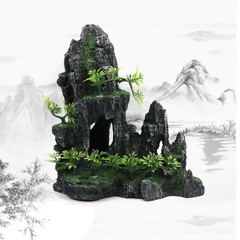 Resin Artificial Stone Mountain Aquarium | Fish Aquarium Decorations ...