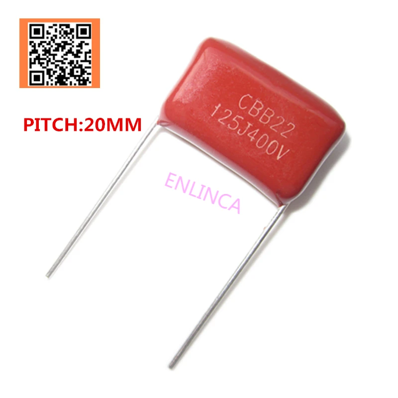 10pcs 400v 1.2uf 1200nf 125j 1.5uf 1500nf 155j 2.2uf 2200nf 225j Pitch 20mm 400v 5% Dip Cbb ...