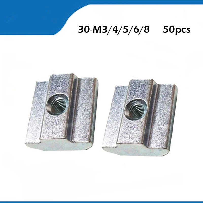 50pcs/lot T Sliding Nut Block Square Nuts M4 M5 M6 M8 For 3030 Aluminum ...