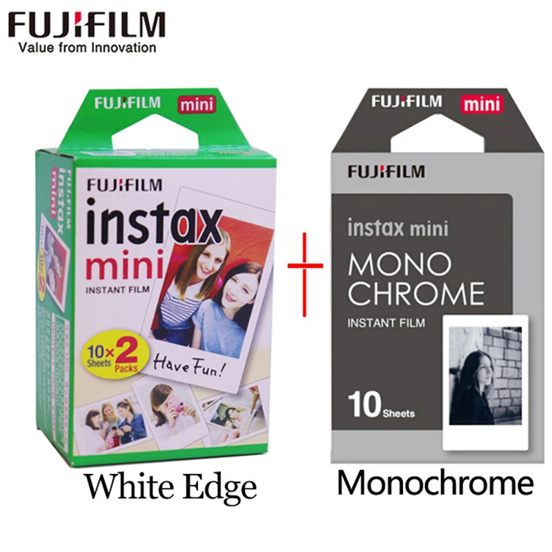 Fujifilm instax mini film 20 sheets white Edge +10 Sheets Black and ...